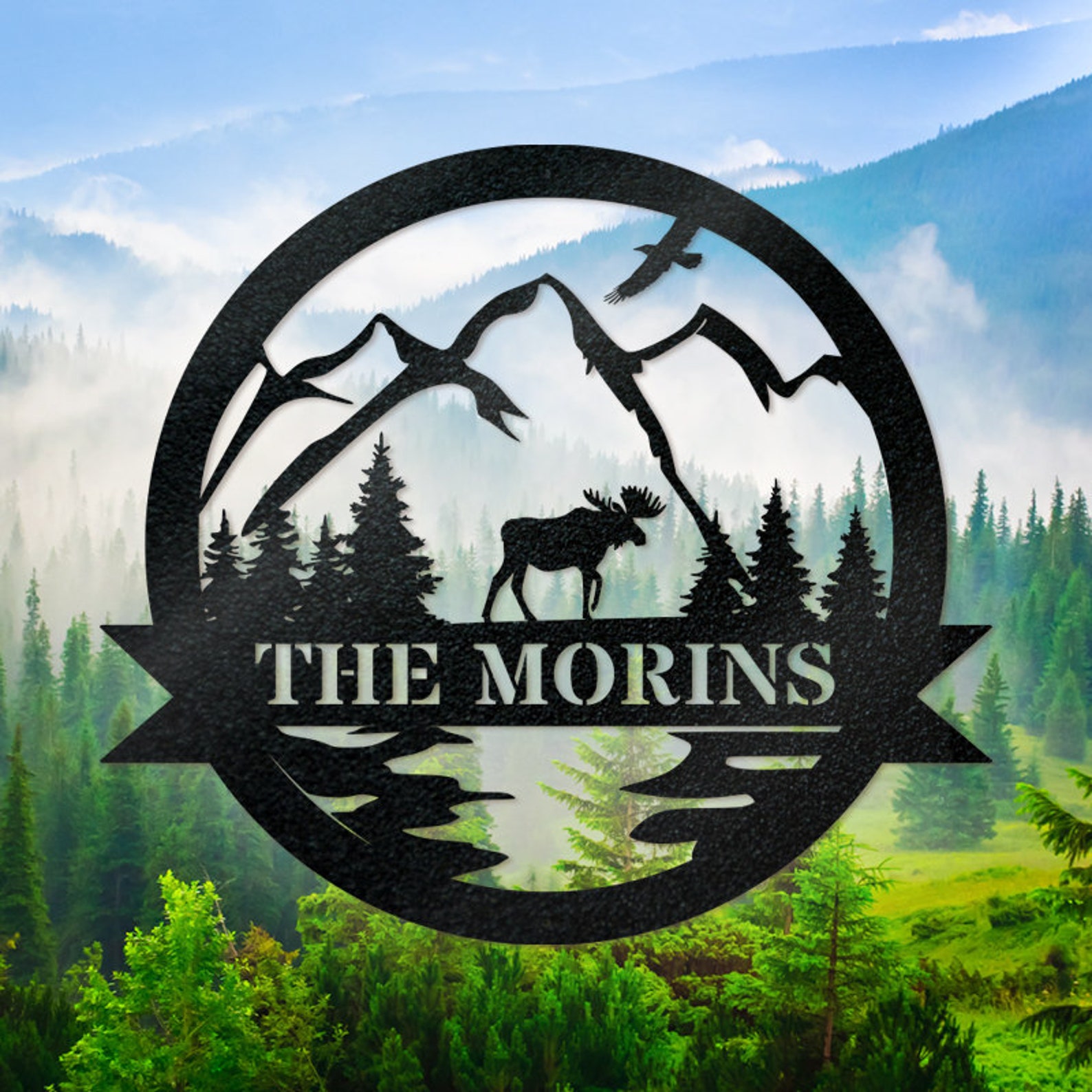 Metal Moose Sign, Personalize Moose Metal Sign, Last Name Moose Sign ...