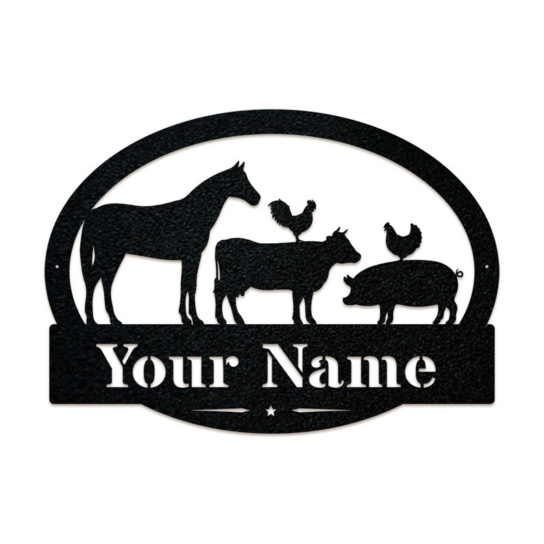 Farm Animals Monogram Farmer Metal Sign - Etsy