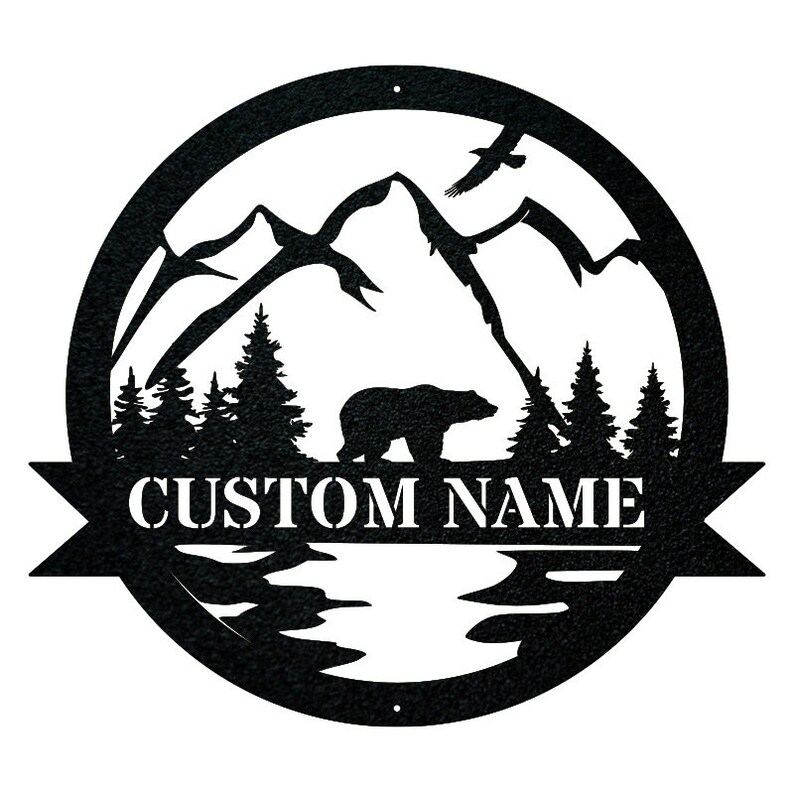 Bear Personalized Metal Sign Bear in Woods Cabin Sign Family - Etsy