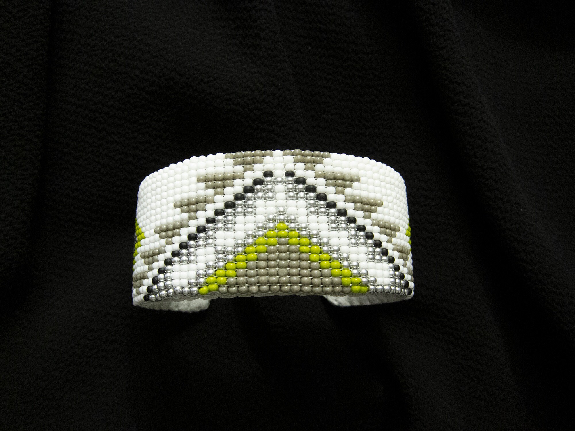 Handmade Beaded Cuff Bracelet White, Silver, Green FREE SHIPPING - Etsy