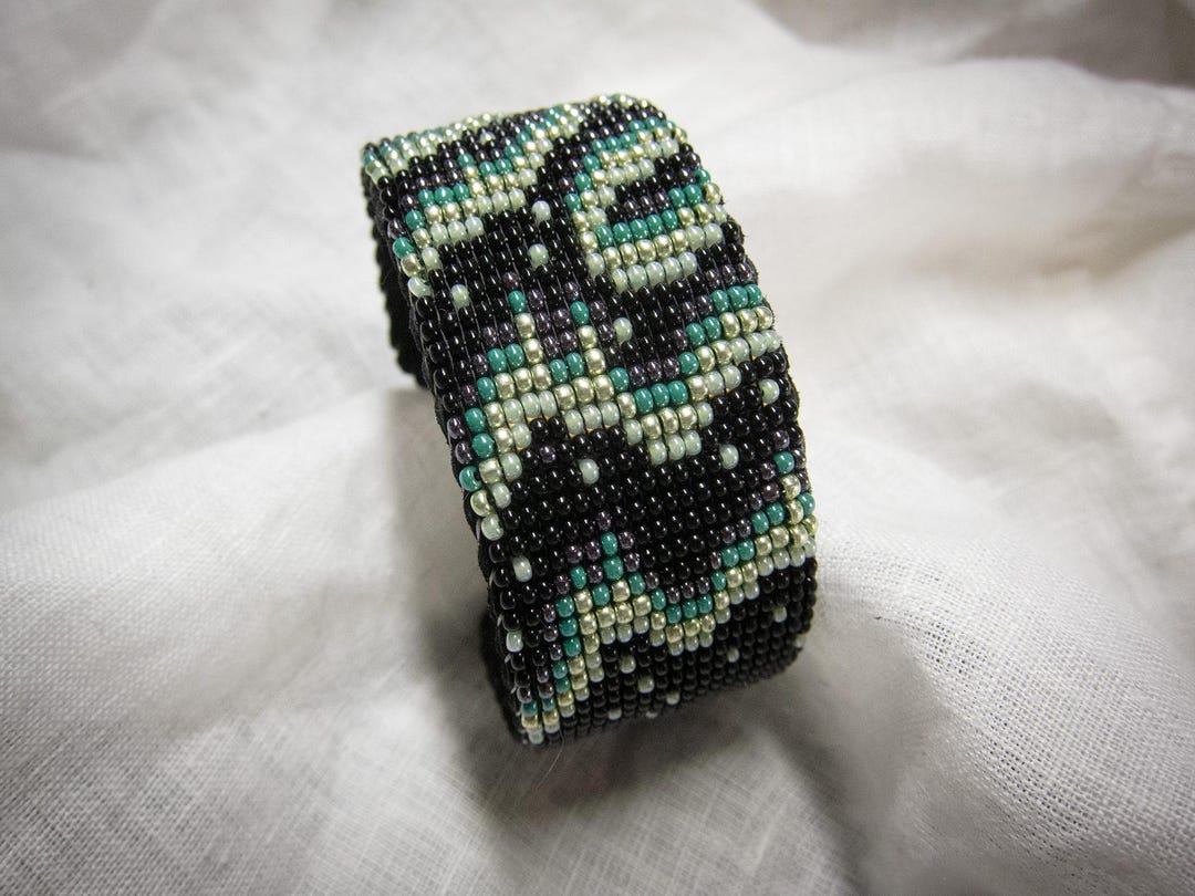 Handmade Beaded Cuff Bracelet - Northern Lights - Etsy