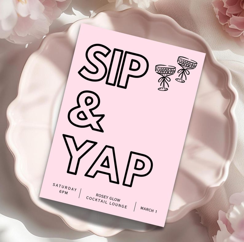 Editable Canva Sip & Yap Invitation Template | Digital Download for ...