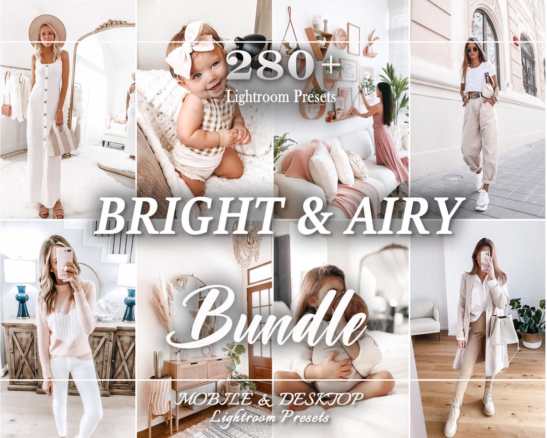 280 Bright Presets Bundle, Mobile LIGHTROOM Presets, Light Airy Preset, Instagram Filter, White ...