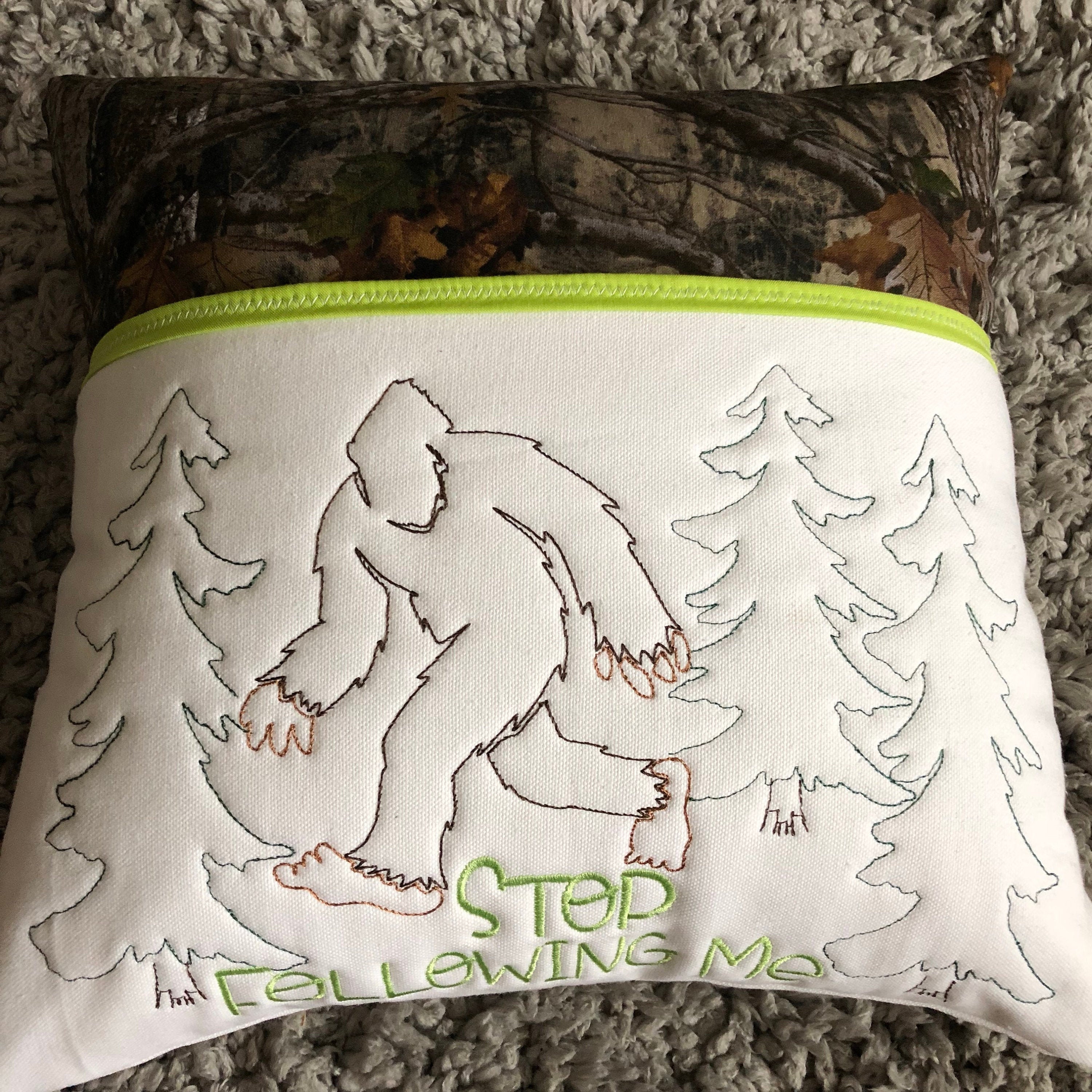 Machine Embroidery Design, BIGFOOT, Sasquatch, Stop Following Me ...