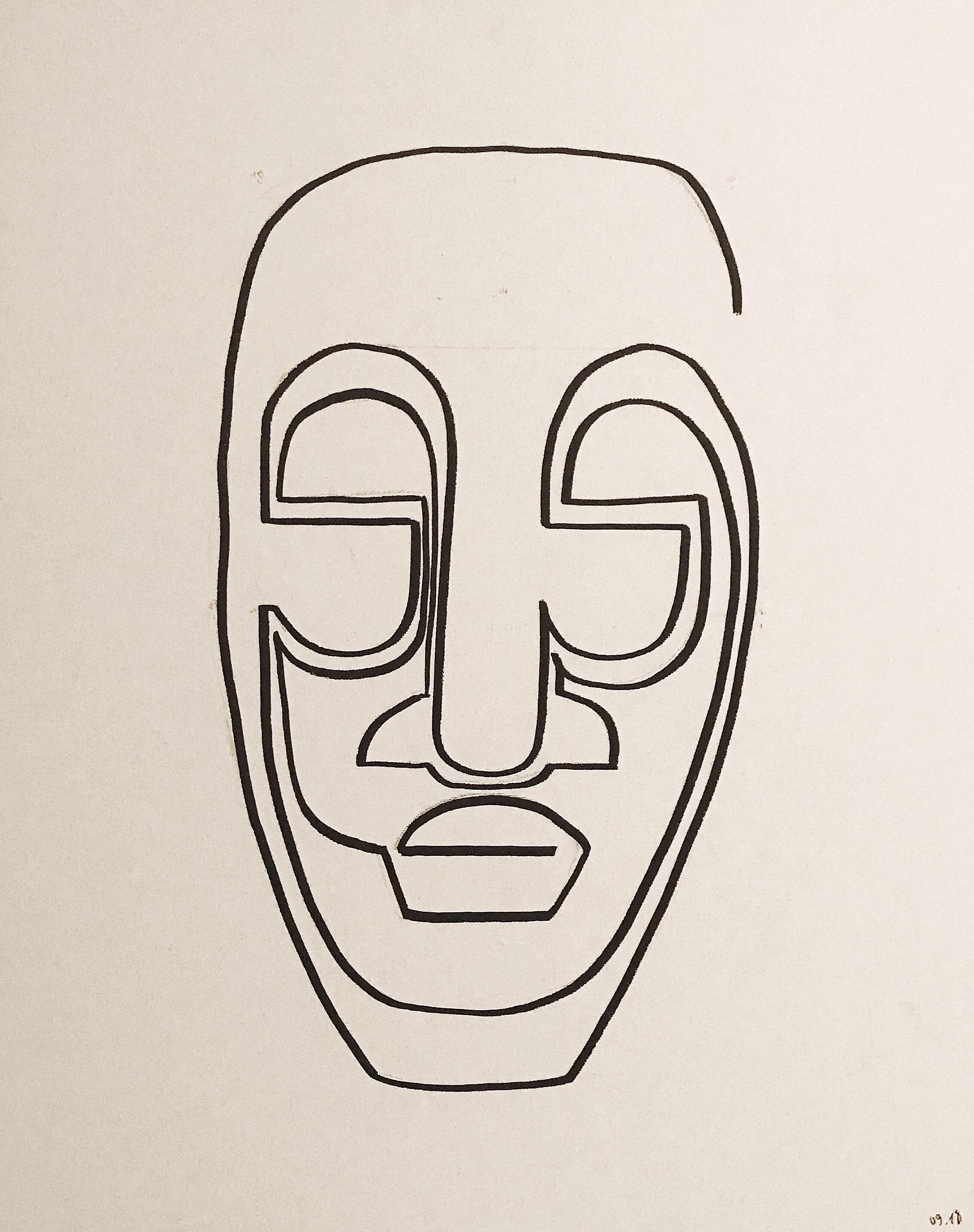 Line Art African Mask - Etsy