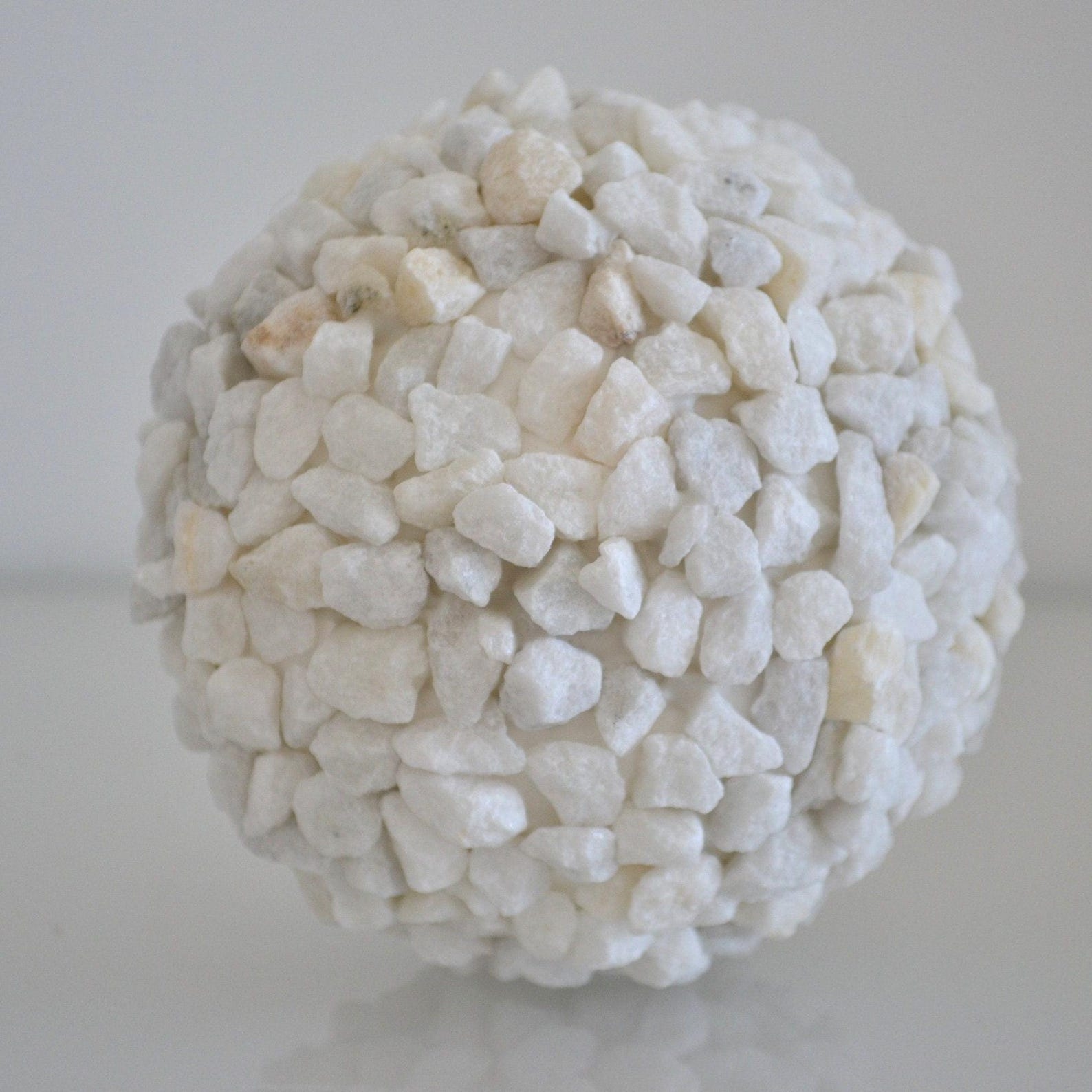 White Marble Stones Ball, Decorative Stone Sphere, Natural Home Decor ...