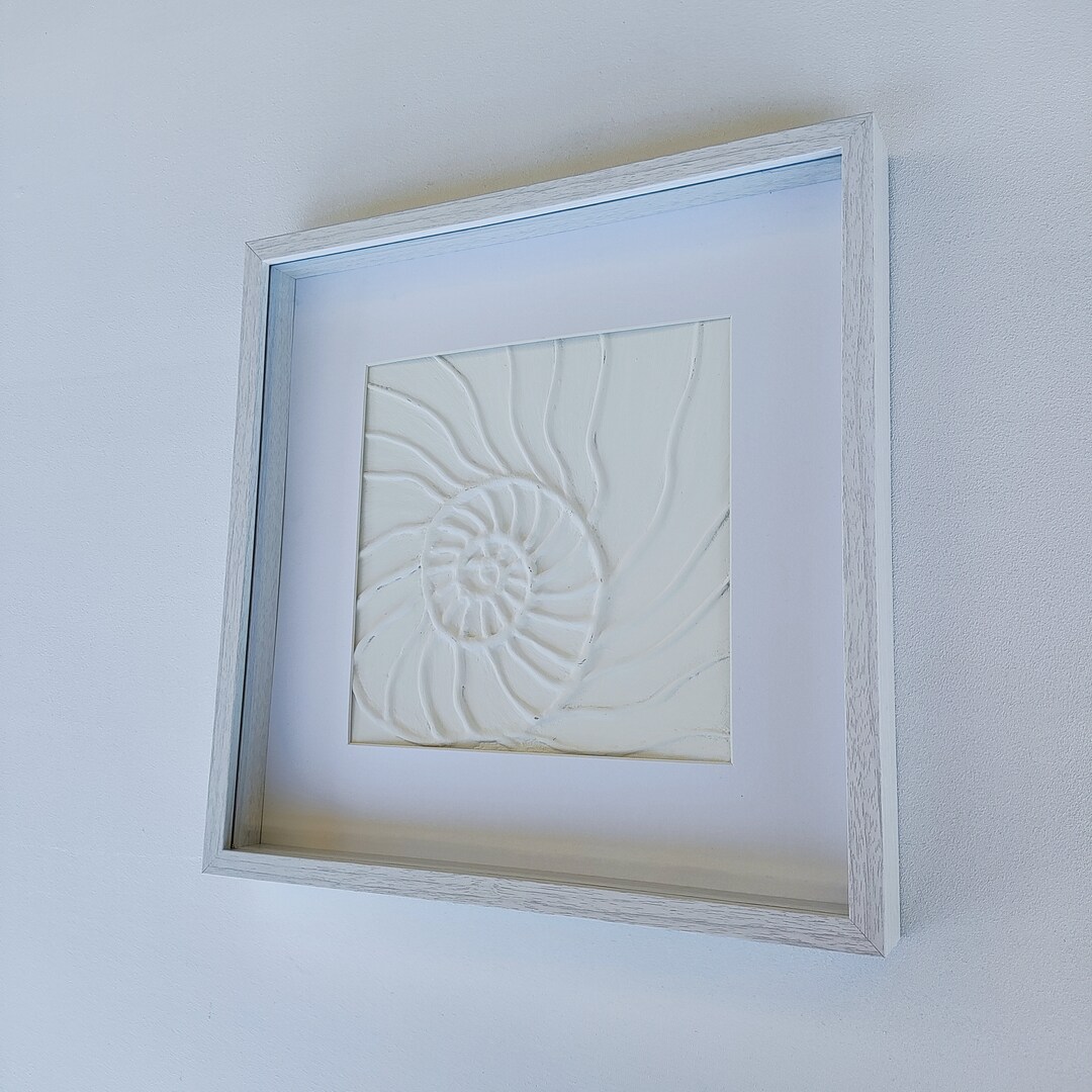 3d Ammonite Plaster Art, Relief Nautilus Painting, Sea Conch Decorative ...