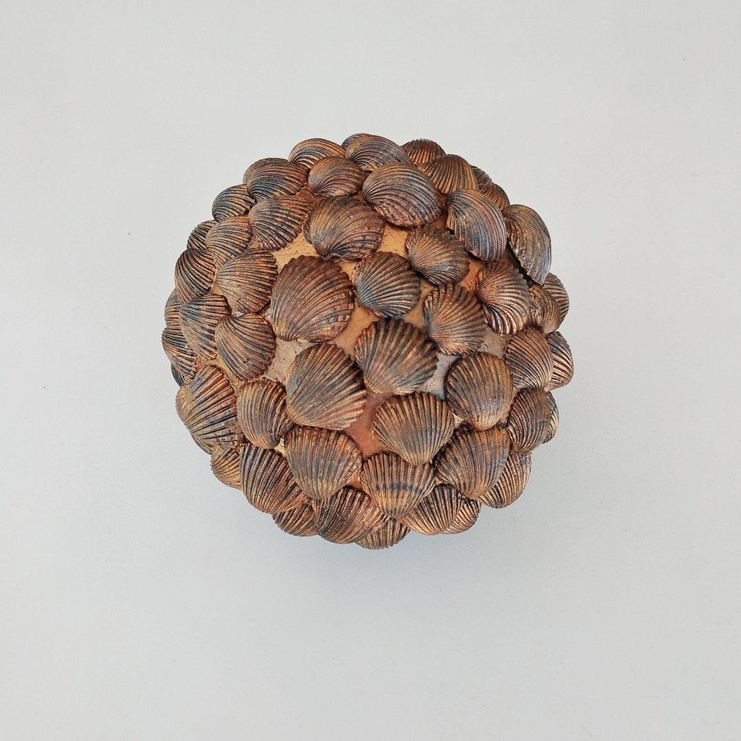Large Decorative Sea Shell Ball, Modern Bronze Color Decoration Sphere ...