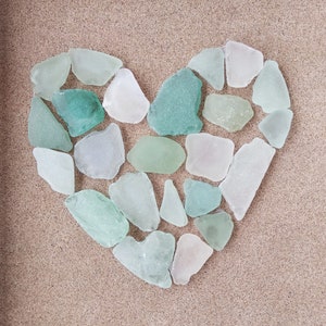 Sea Glass Heart Painting Framed Beachglass Art Coastal Wall - Etsy