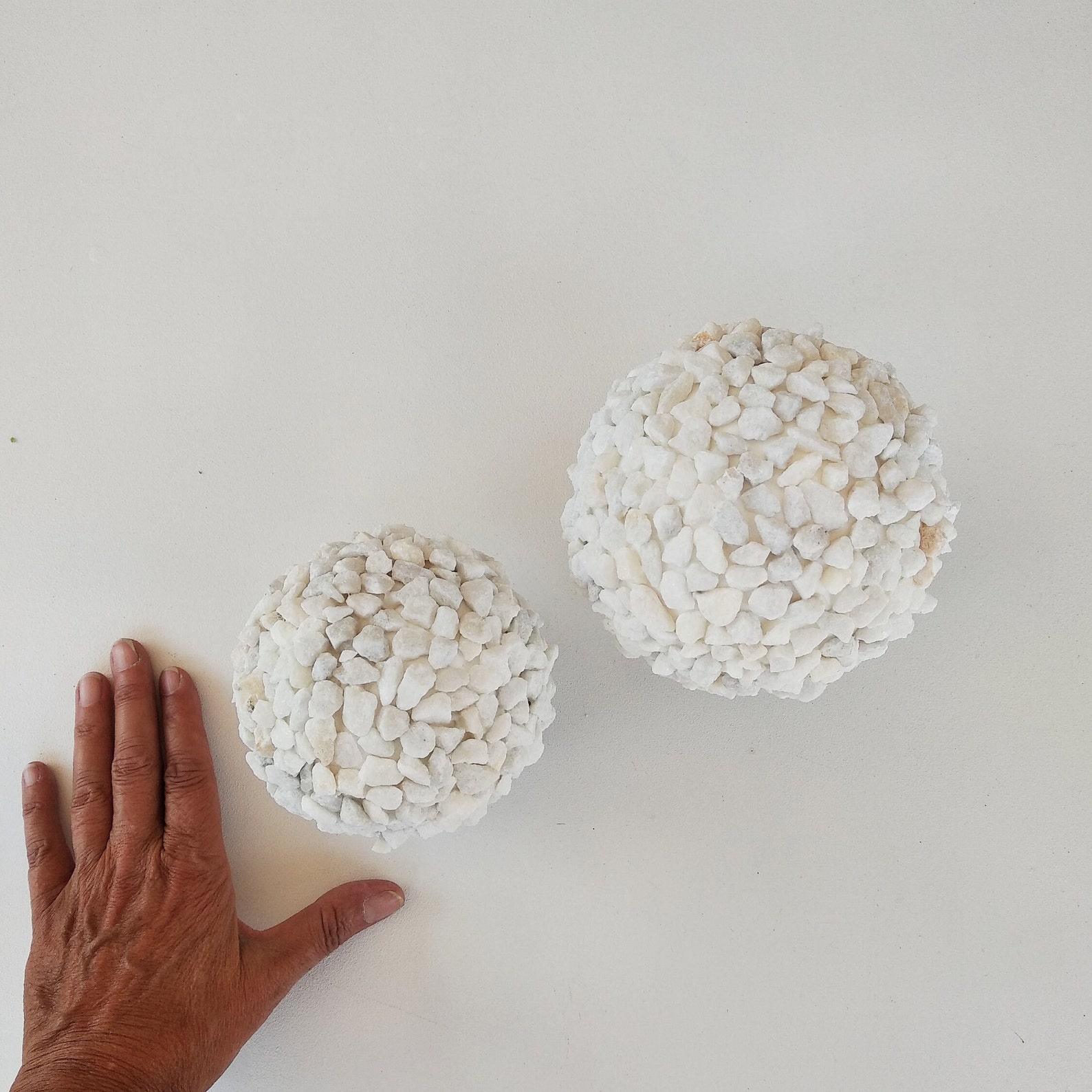 White Marble Stones Ball, Decorative Stone Sphere, Natural Home Decor ...