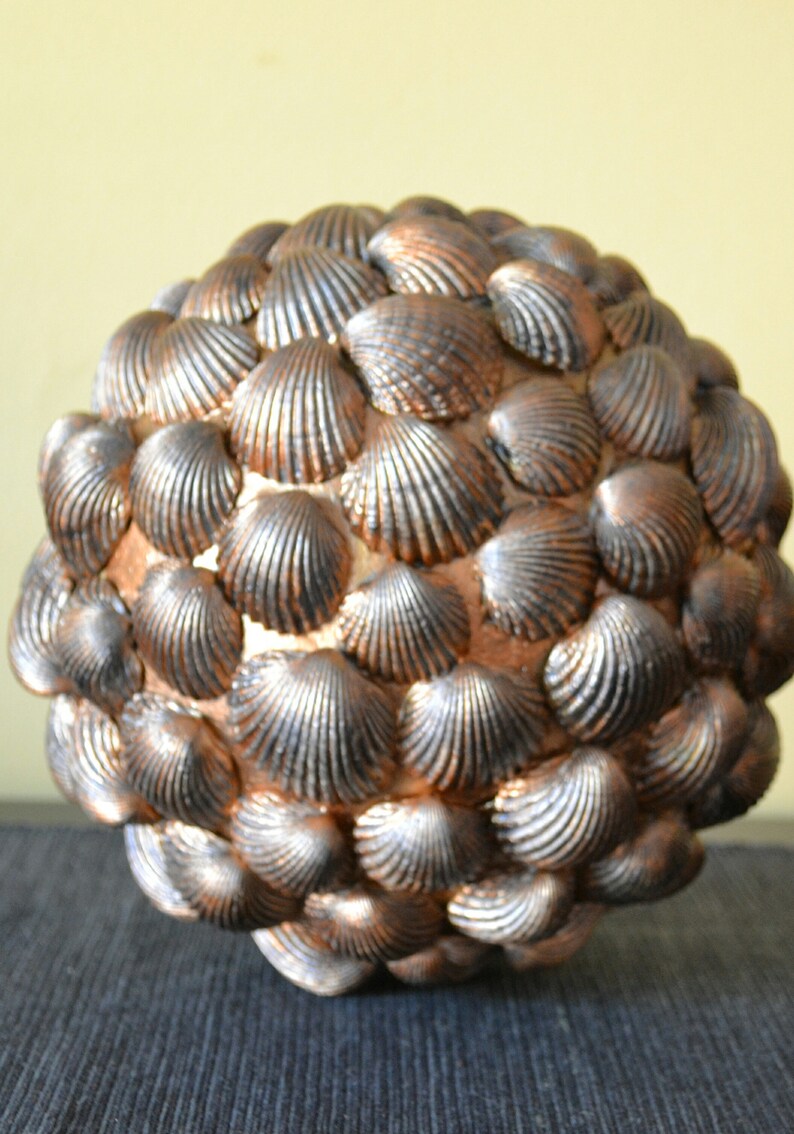 Coastal shell ball decorative bronze color seashell sphere | Etsy
