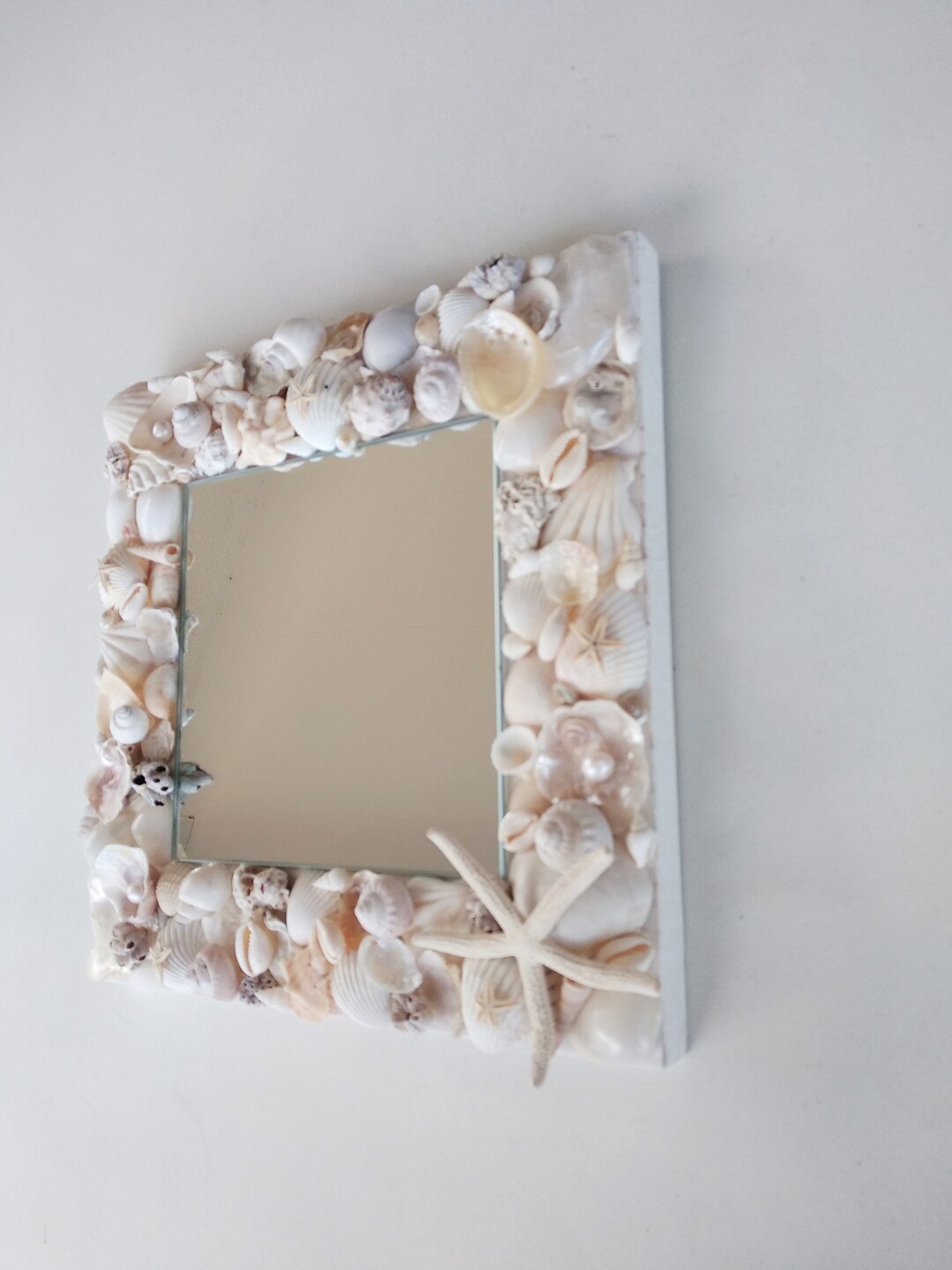 Natural Seashell Mirror White Coastal Mirror Sea Shell - Etsy