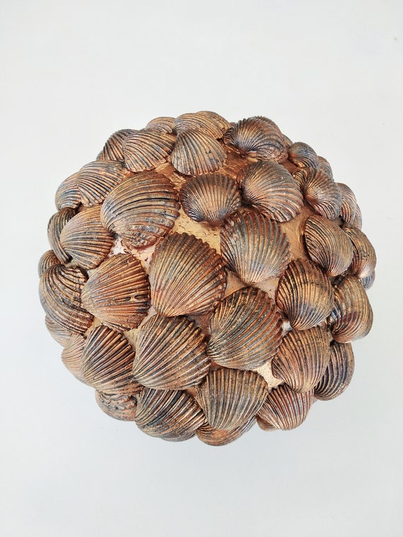 Large Decorative Sea Shell Ball Modern Bronze Color | Etsy