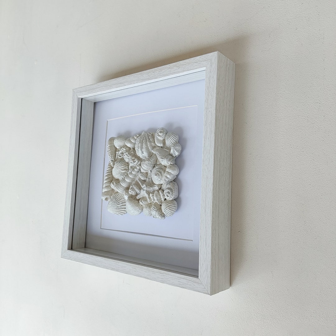 White Seashell Group Wall Sculpture, Embossed Sea Shell Coastal ...