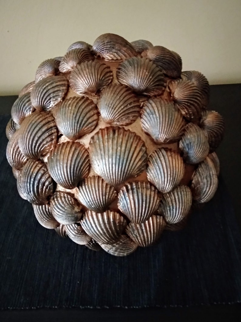 Coastal shell ball decorative bronze color seashell sphere | Etsy
