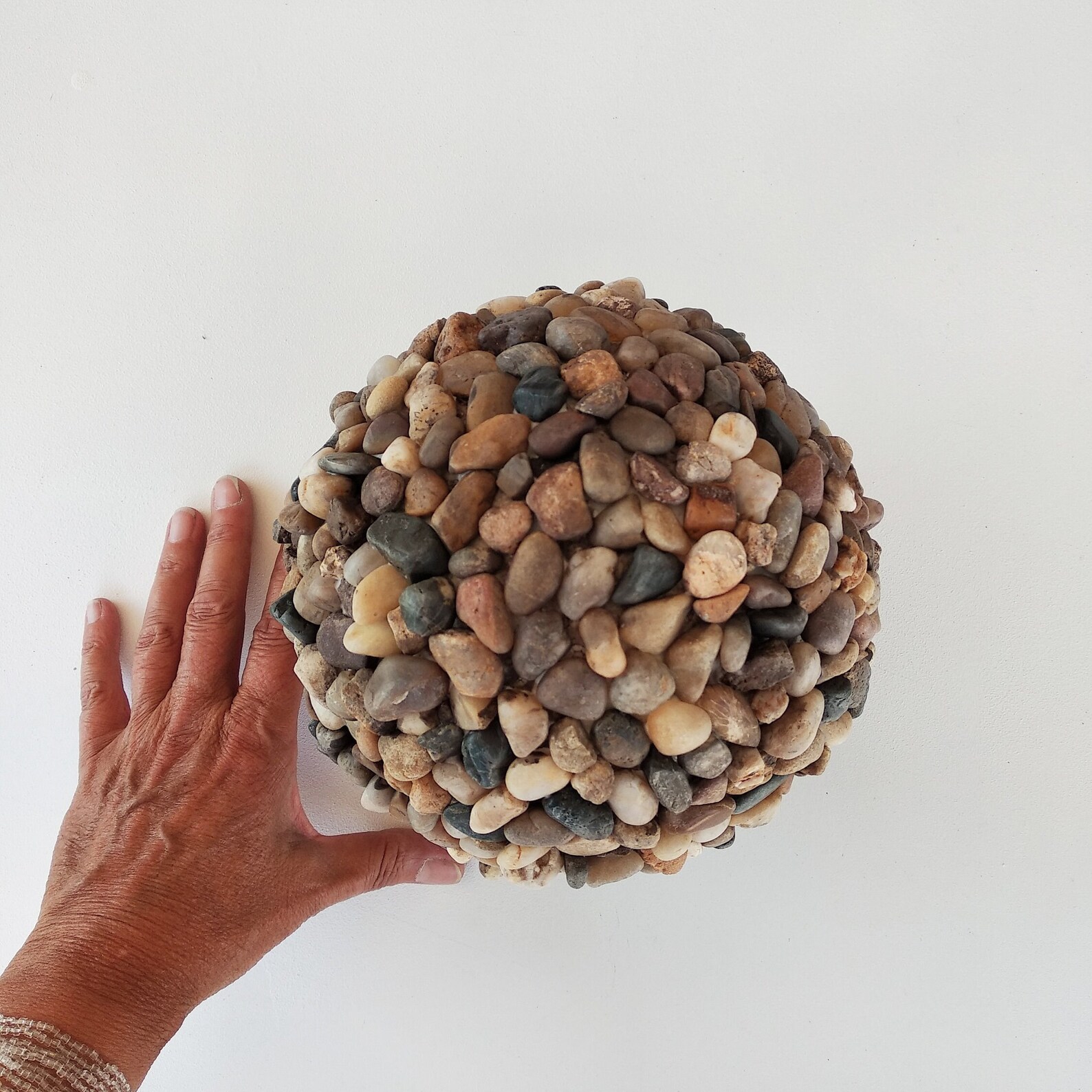 Large Decorative River Rocks Ball, Rustic Stones Sphere, Natural ...