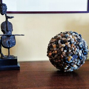 Large Decorative River Rocks Ball, Rustic Stones Sphere, Natural ...