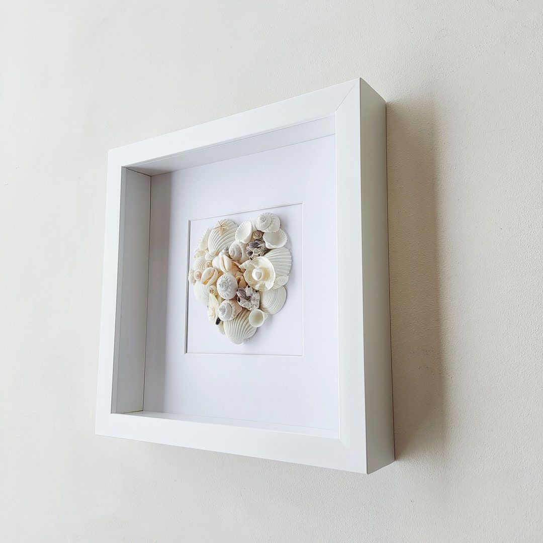 White Sea Shells Heart Picture, Natural Conch Nautical Wall Art ...