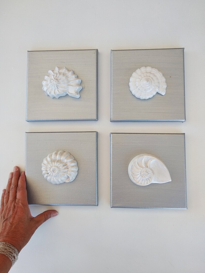 Small Shell Paintings on Canvas Original Plaster Wall Art - Etsy