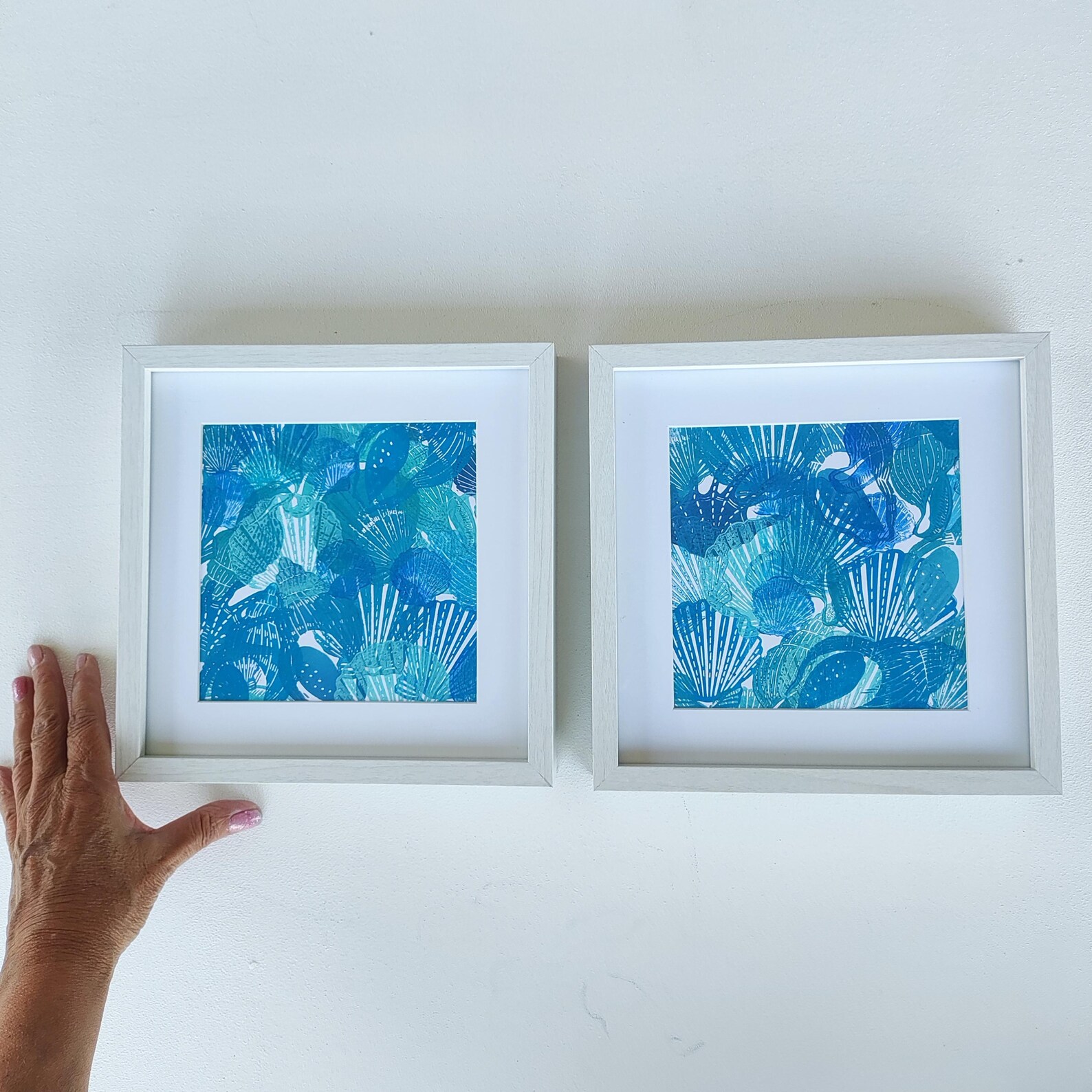 Set of 2 Original Seashell Prints, Coastal Art for Bathroom Decoration ...