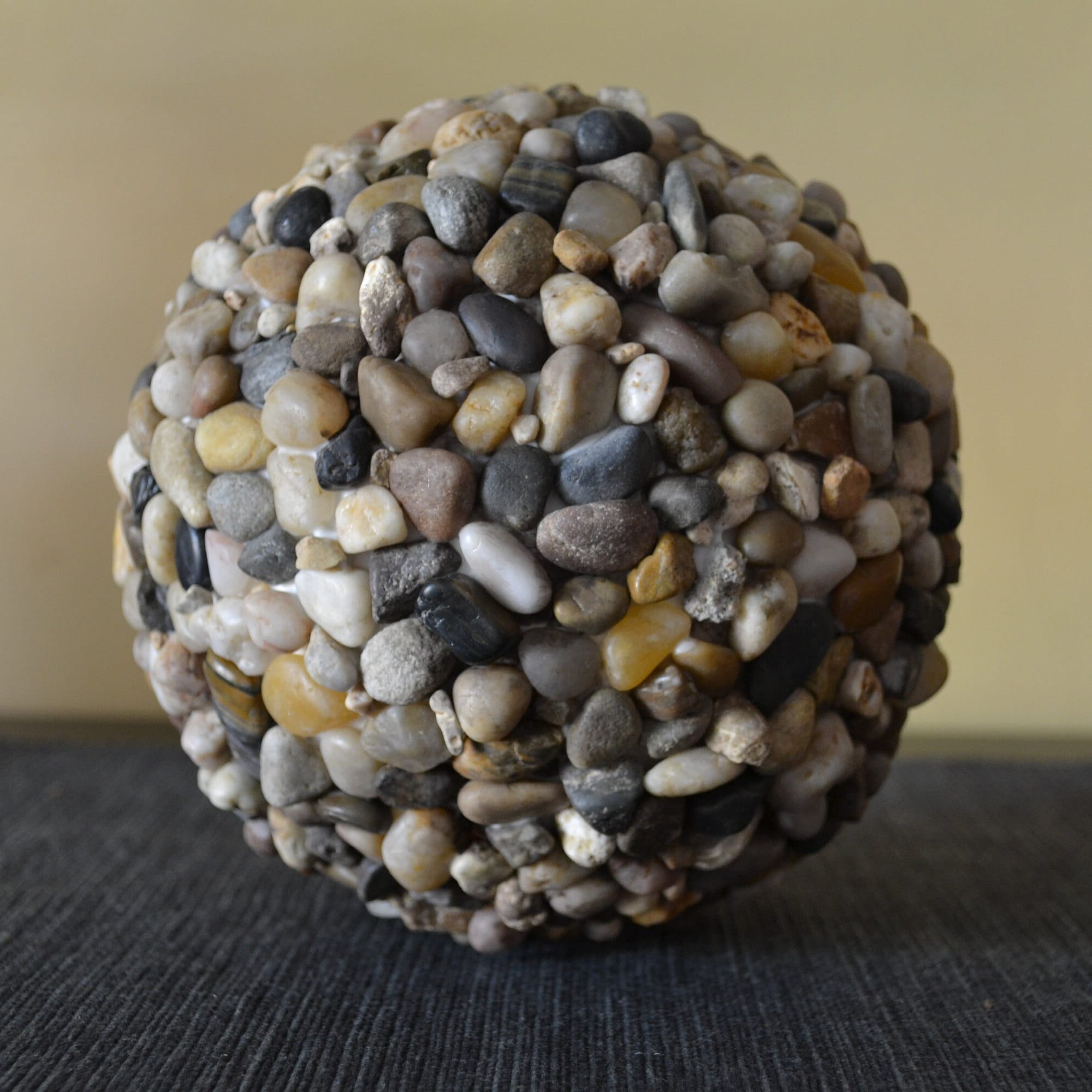 Large Decorative River Rocks Ball, Rustic Stones Sphere, Natural ...