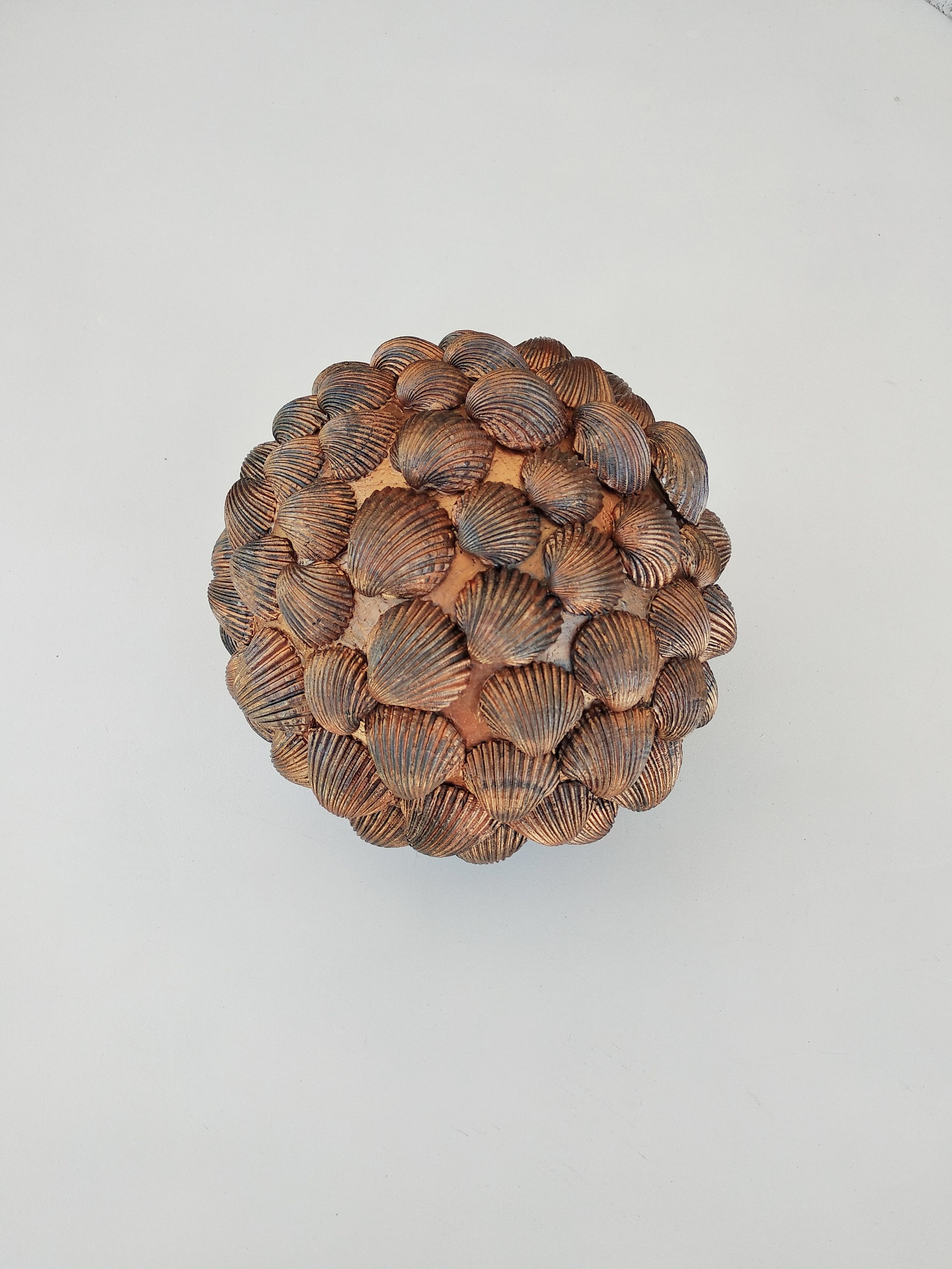 Large Decorative Sea Shell Ball Modern Bronze Color - Etsy