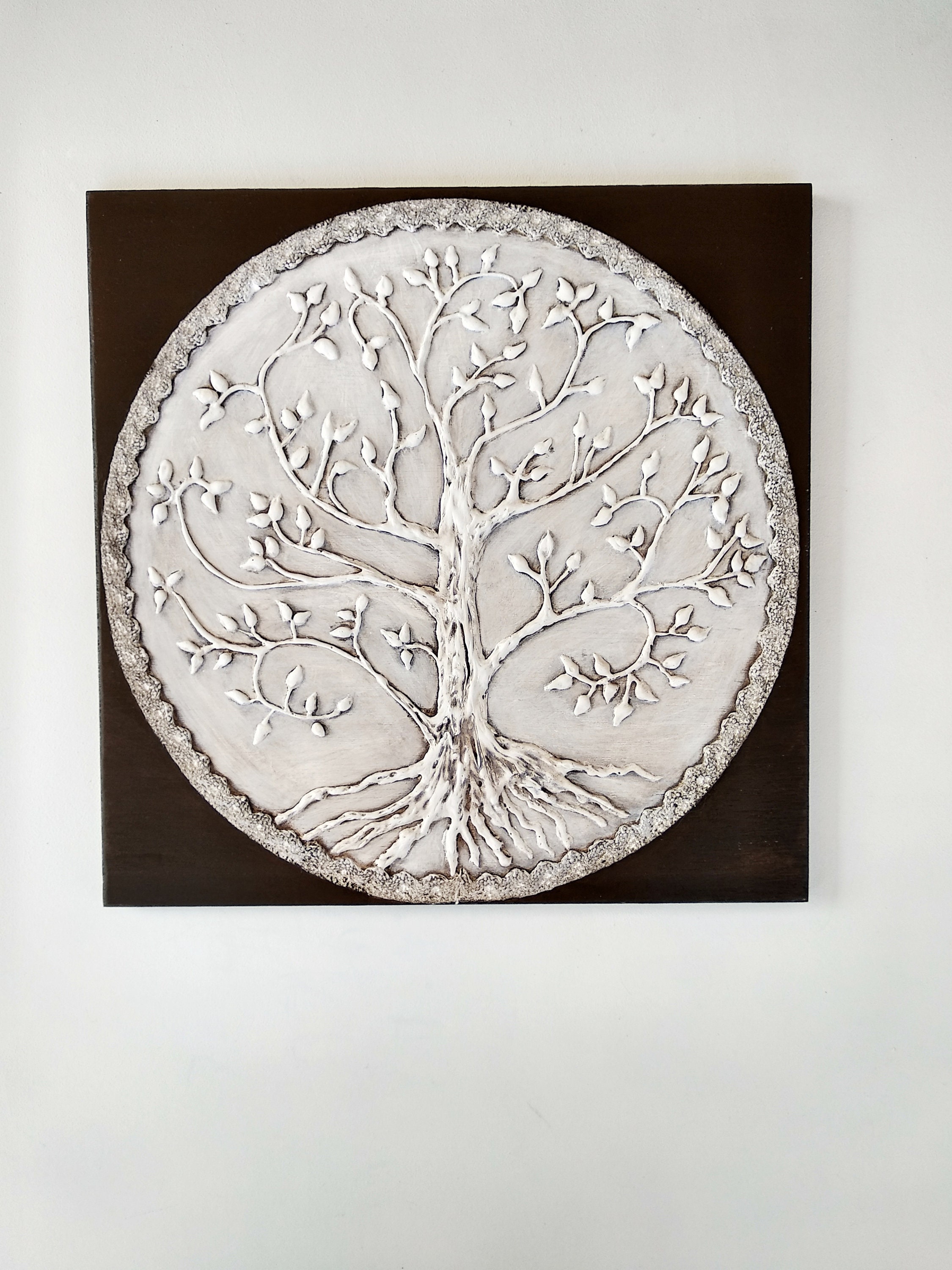 Relief tree wall art embossed plaster wall arttree of life | Etsy