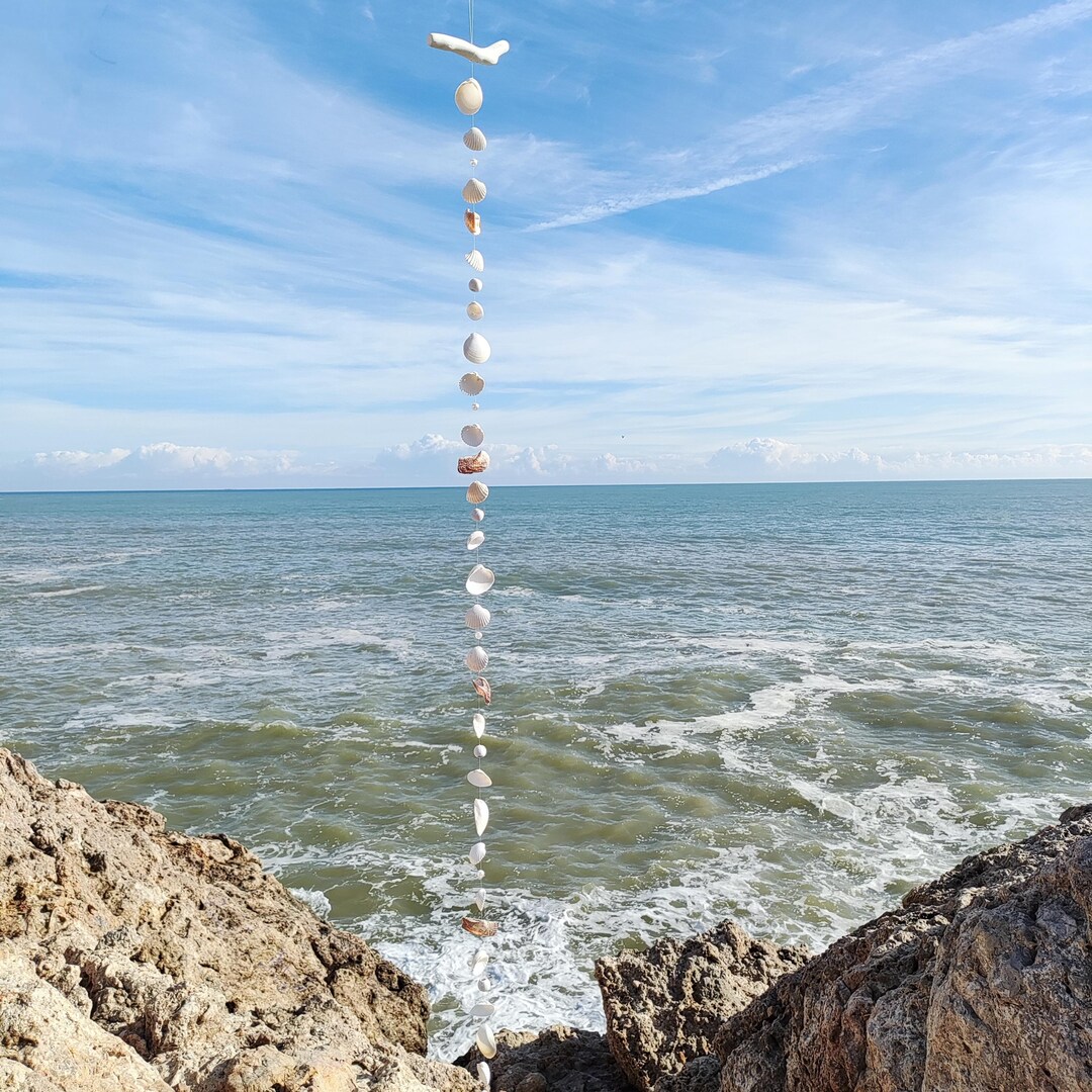 Hanging Seashell Garland, Long Sea Shell and Pearls Wind Chime, Mobile ...