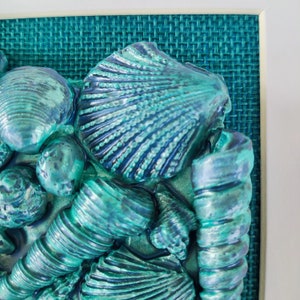 Blue Seashell Painting, Original Sea Wall Art, 3d Plaster Decorative ...