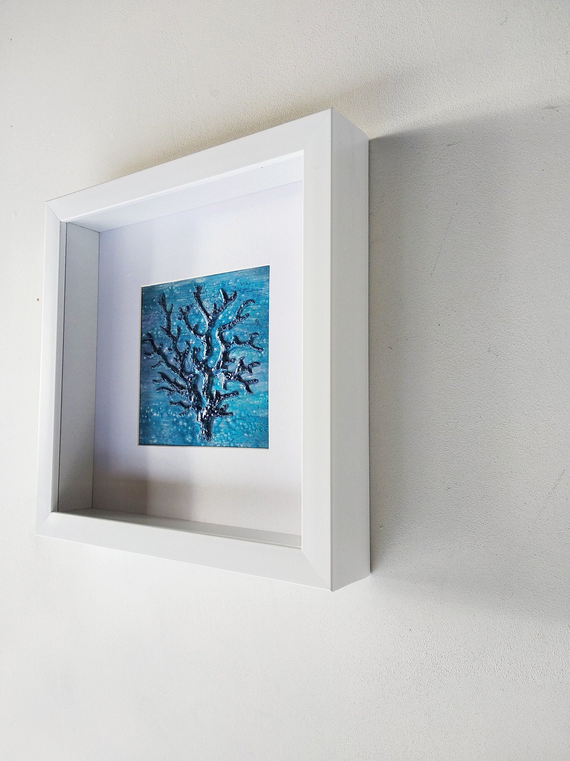 Blue Coral Painting Seaweed Plaster Wall Art Nautical Beach - Etsy