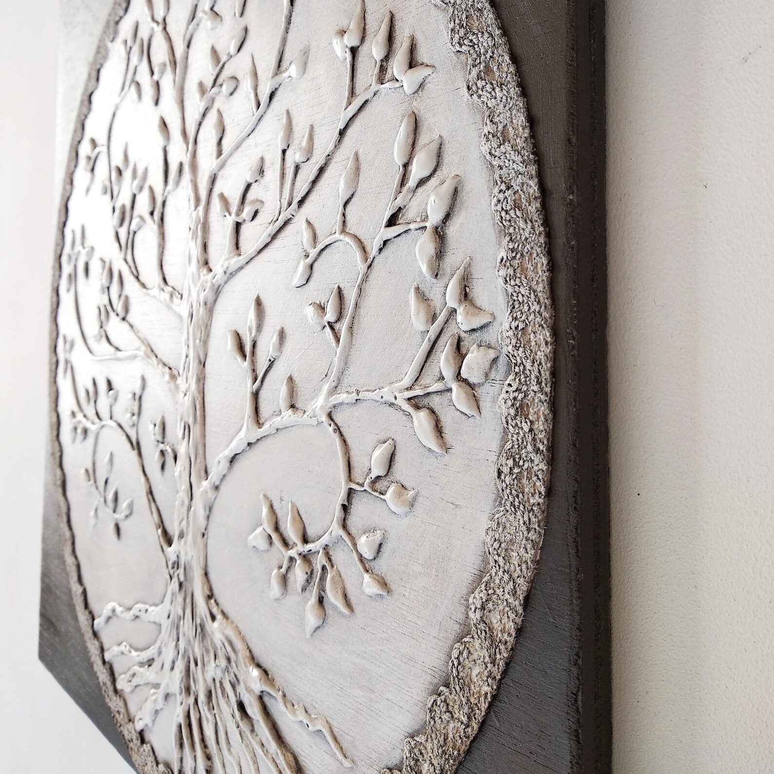 Relief Decorative Tree of Life Painting, Original Texturized Plaster on ...