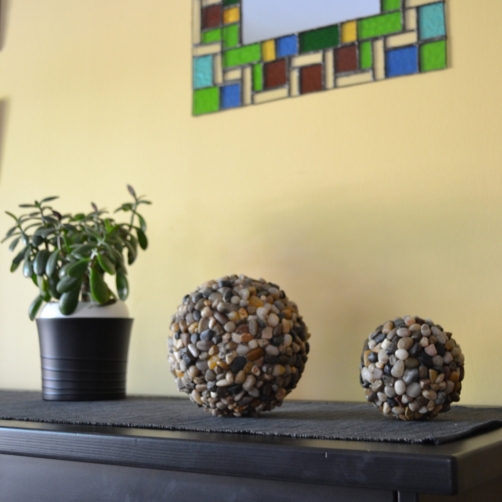 Large Decorative River Rocks Ball, Rustic Stones Sphere, Natural ...
