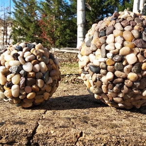 Large Decorative River Rocks Ball, Rustic Stones Sphere, Natural ...