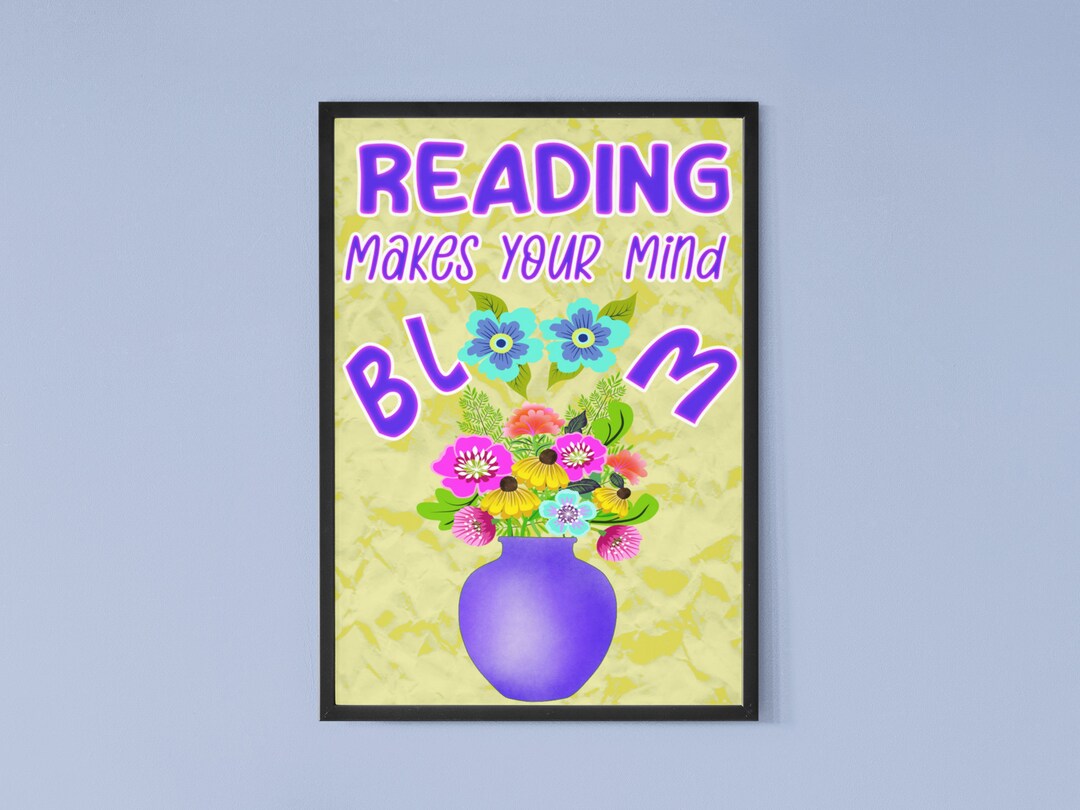 DIGITAL Reading Makes Your Mind Bloom Pun Poster Library Teacher ...