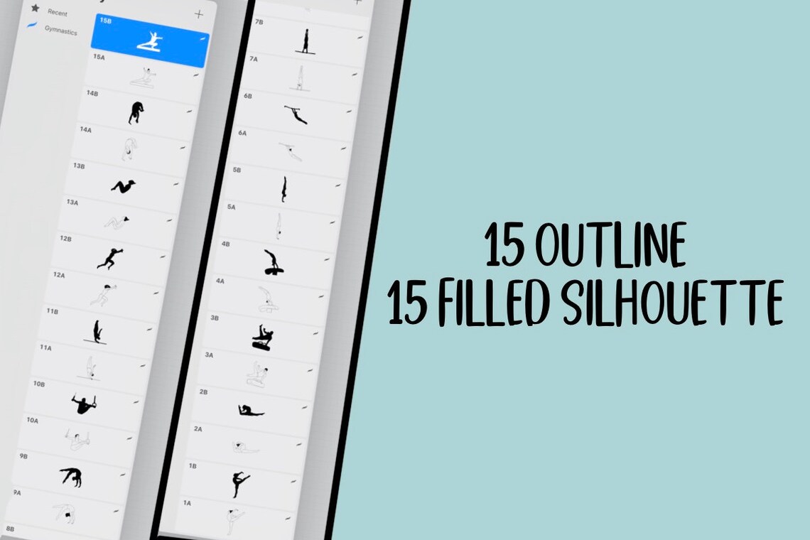 30 Artistic Gymnastics Procreate Stamps Brushes for iPad Illustration ...