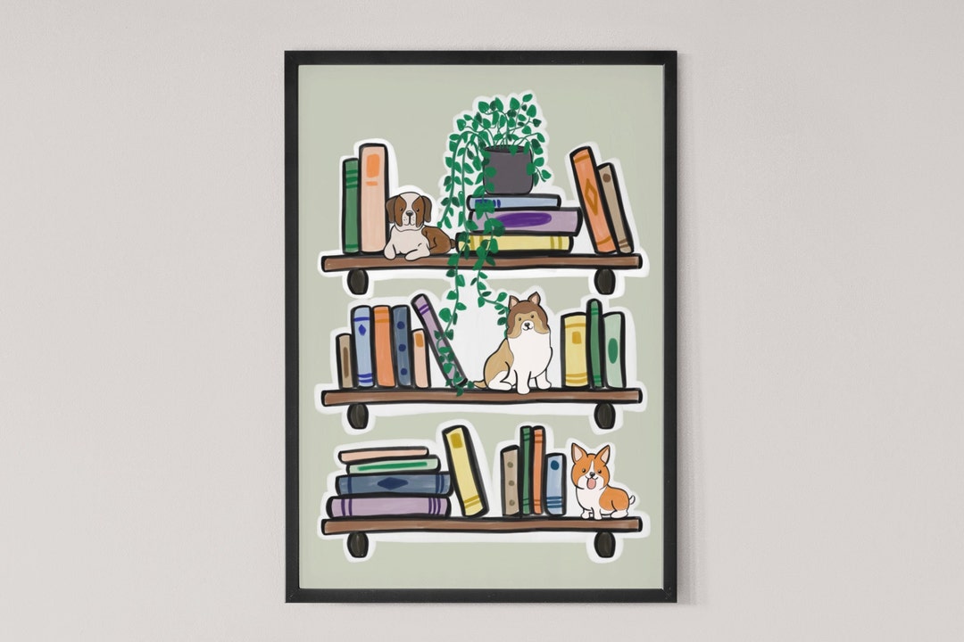 Puppy Dog on Bookshelf Cute for Reading Reader Books Read With Pet ...