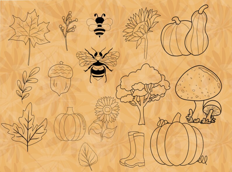 16 Fall Stamps for Procreate - Etsy
