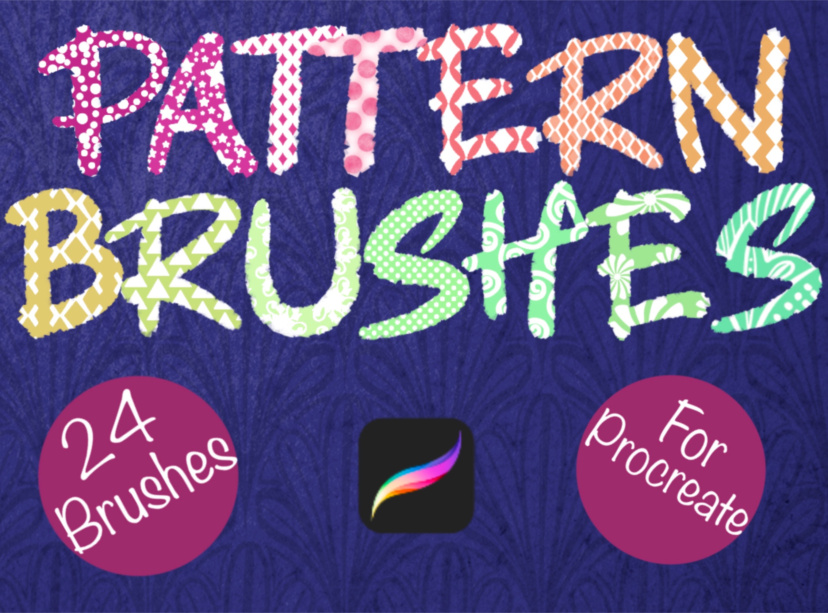 24 Pattern Brushes 2 for Procreate - Etsy