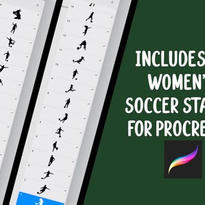 20 Women's Soccer Stamp Brush Set for Procreate on iPad for ...