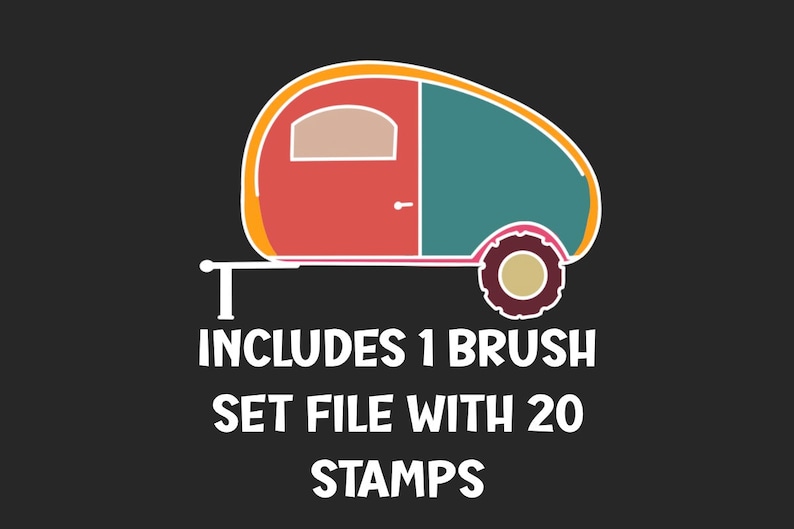 20 Camping Procreate Stamp Set Outdoor Hiking Outdoorsy Fishing Fire ...