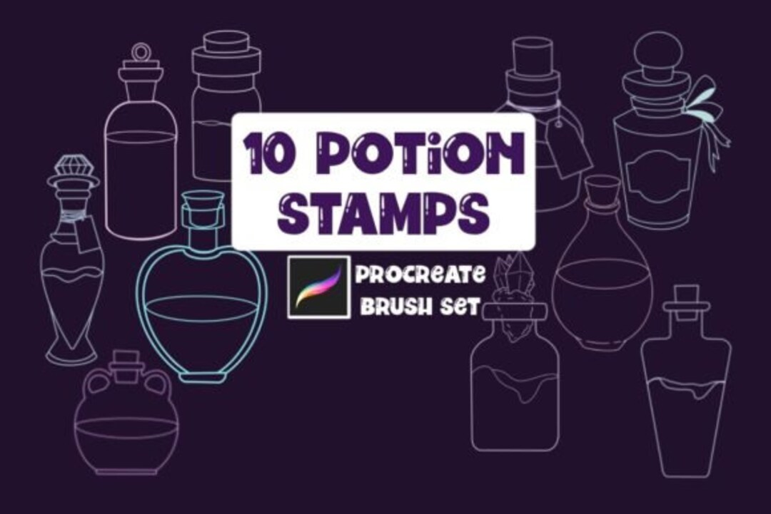 Potion Bottle Procreate Stamps Halloween Wiccan Witch Magic Liquid ...