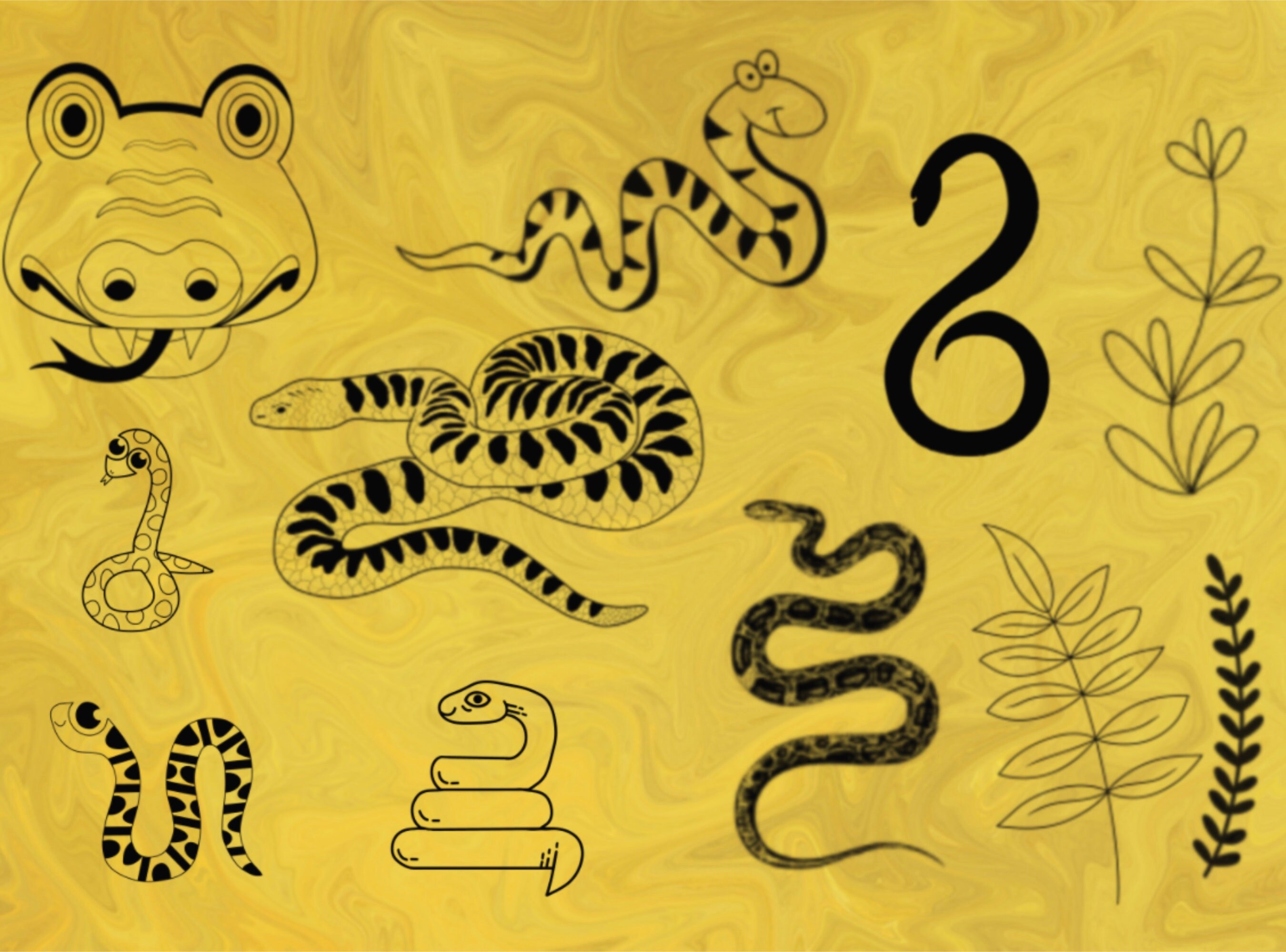 Snakes & Nature Stamps for Procreate - Etsy