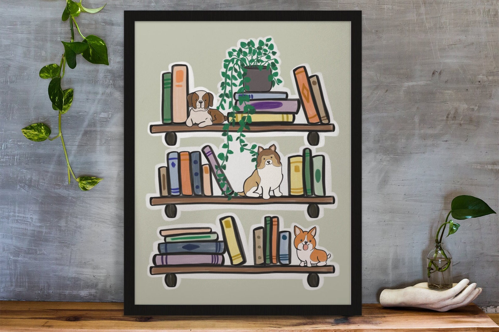 Puppy Dog on Bookshelf Cute for Reading Reader Books Read With Pet ...