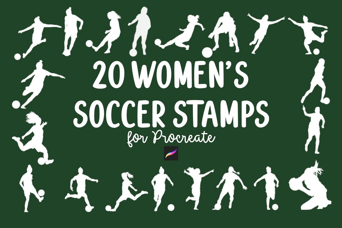 20 Women's Soccer Stamp Brush Set for Procreate on iPad for ...