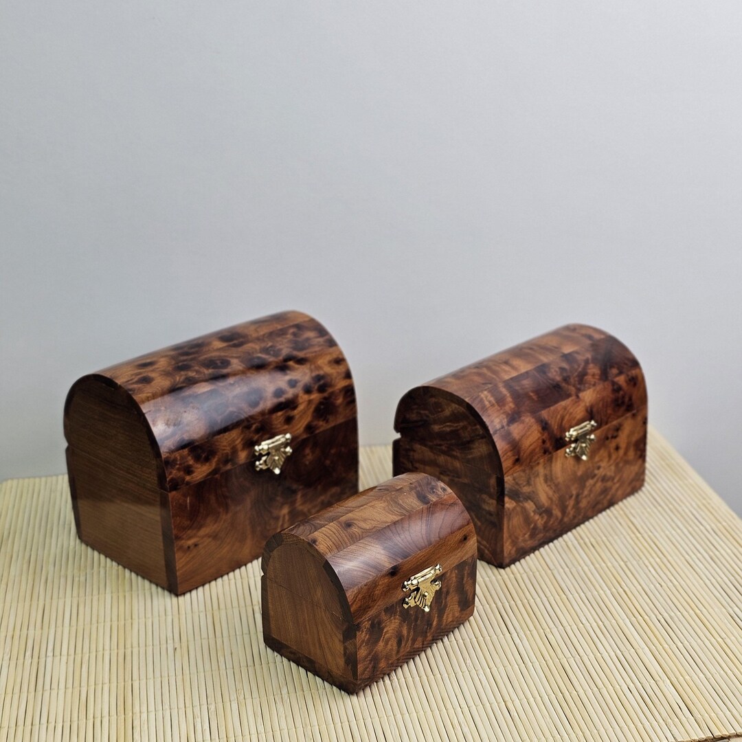 Moroccan Thuja Wood Treasure Box 3 Sizes | Wood Handcraft Jewellery Box ...