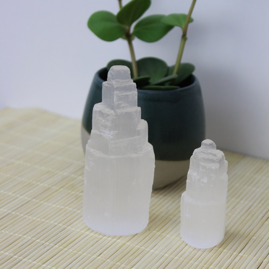 Raw Selenite Iceberg Tower: Handmade Crystal Gift, Home Decor - Etsy