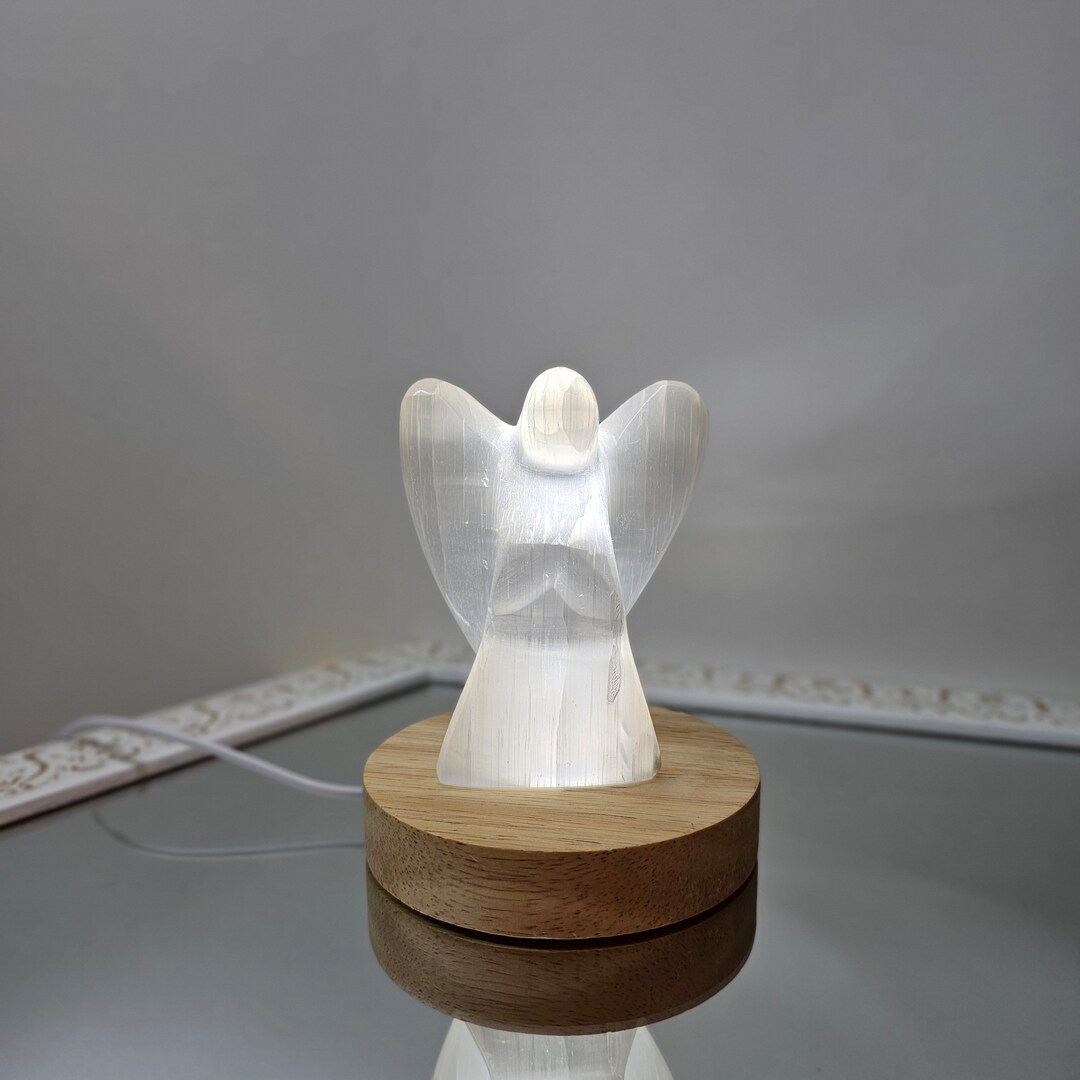 Selenite Crystal Angel Lamp | Energy Clearing and Healing | Crystal ...