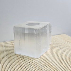 Selenite Square Tealight Holder 8x8 Cm | Selenite Candle Holder | Raw ...