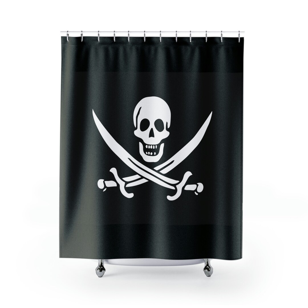 Skull & Crossed Cutlasses, Shower Curtain, Pirate Flag, Jolly Roger - Etsy