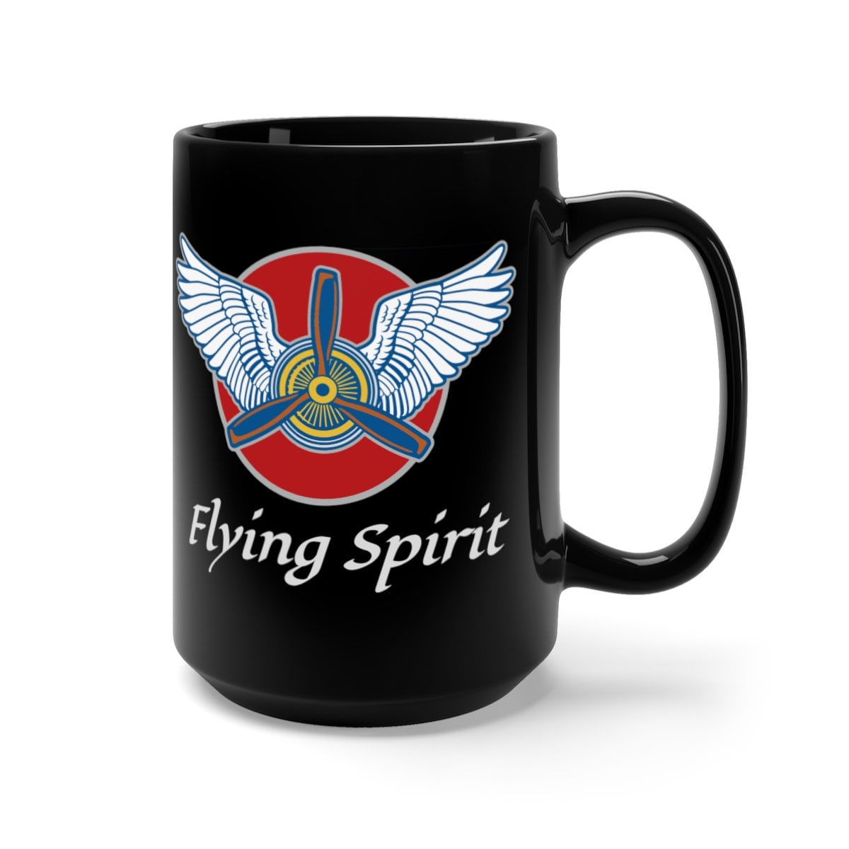 Flying Spirit, Black 15oz Ceramic Mug, Vintage Inspired Airplane Engine ...